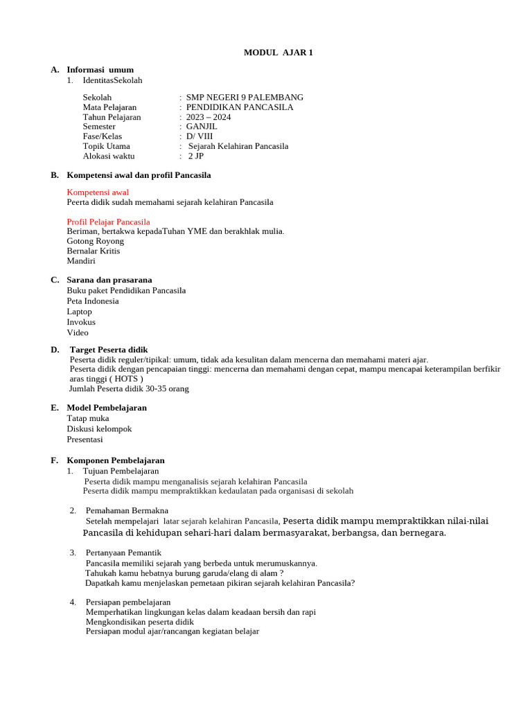 Modul Ajar Bab 1 | PDF
