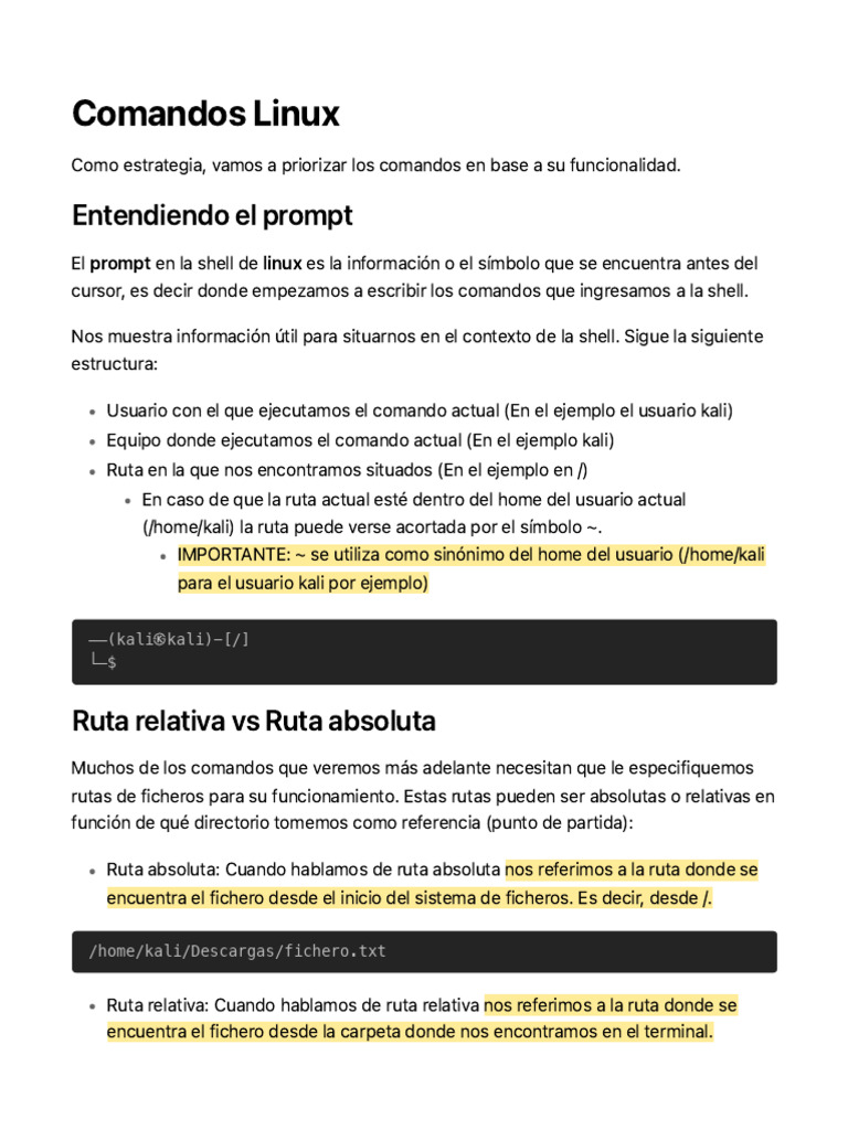 Comandos Linux | PDF | Archivo de computadora | Interfaz de línea de comando