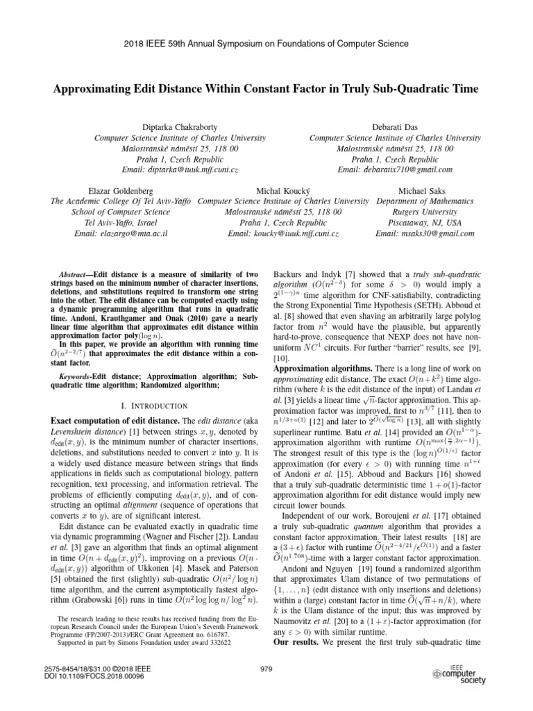 Approximating_Edit_Distance_within_Constant_Factor_in_Truly_Sub-Quadratic_Time | PDF | Time ...