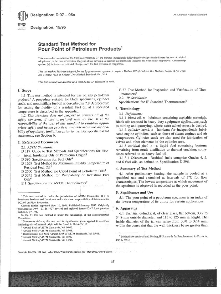 ASTM D97 For Petroleum Oil | PDF