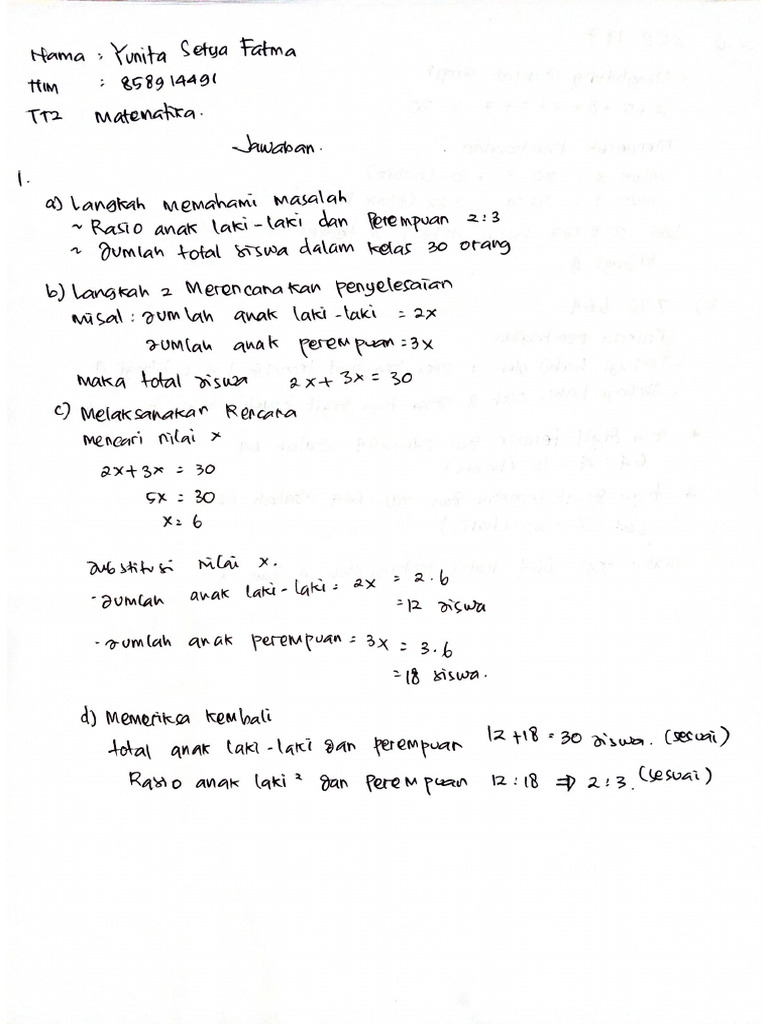 TT2 Matematika Yunita Setya Fatma 858914491 | PDF