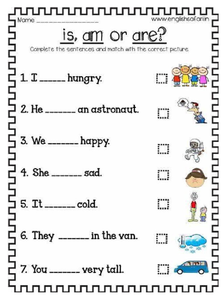 Am Is Are Worksheet | PDF