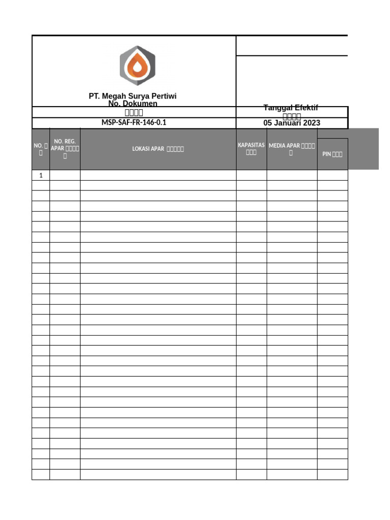 Form Kosong Inspeksi Apar Dept Powr Plant Rev 2025 | PDF | Energy ...