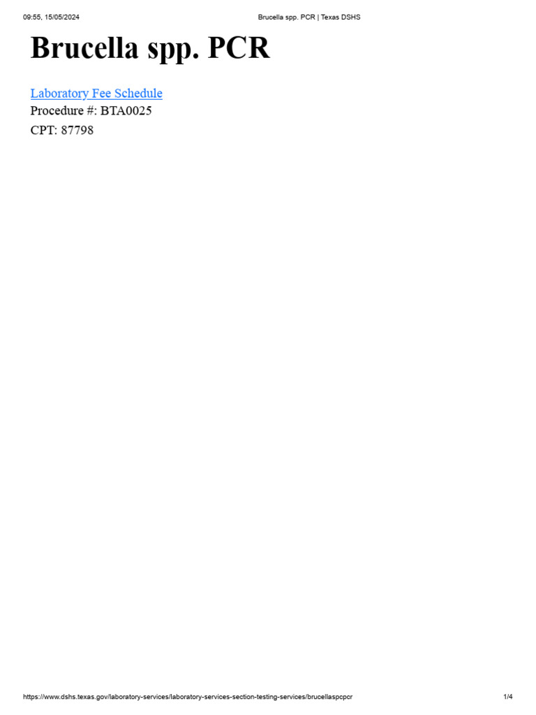 Brucella Spp. PCR - Texas DSHS | PDF | Polymerase Chain Reaction | Biology