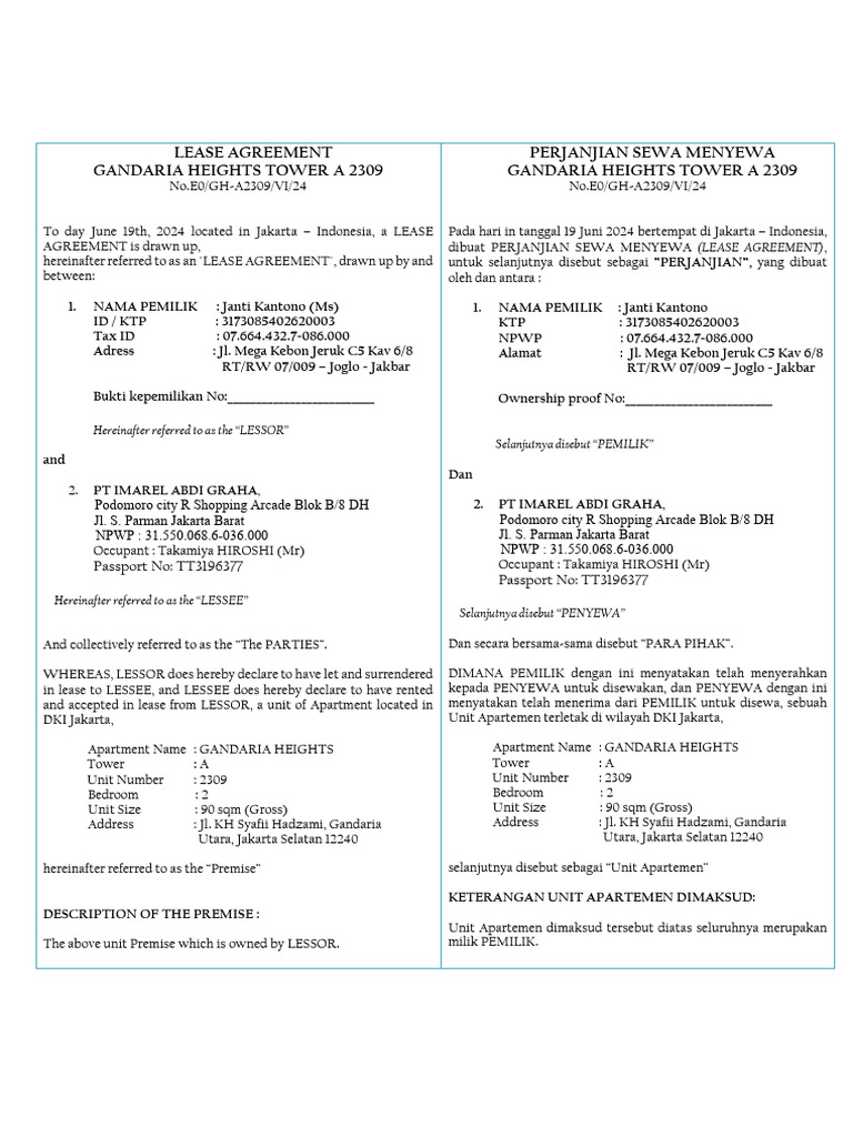 Contract GH A2309 Own 1 | PDF