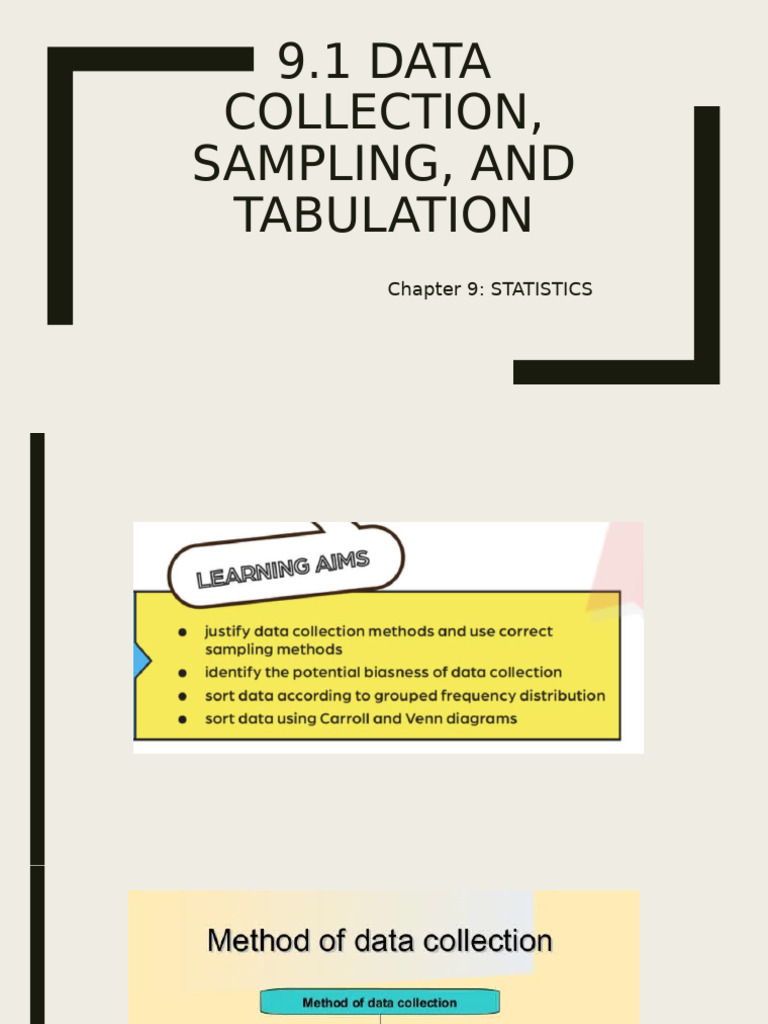 9.1 Data Collection Sampling and Tabulation | PDF