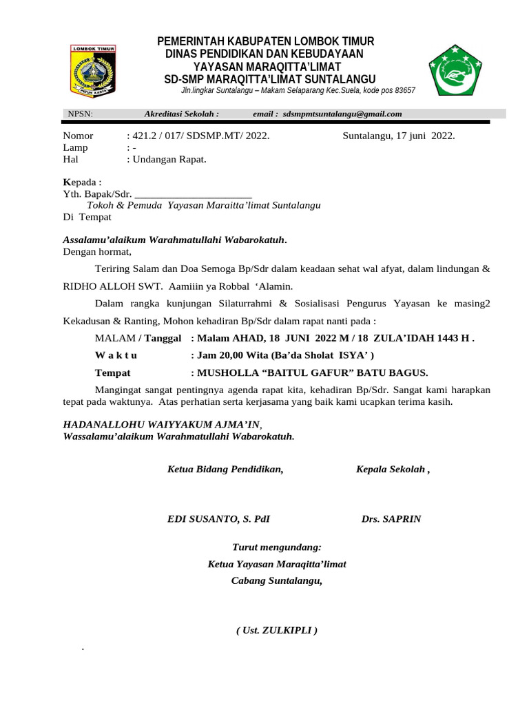 UNDANGAN PENGURUS YMT 2022-23 | PDF