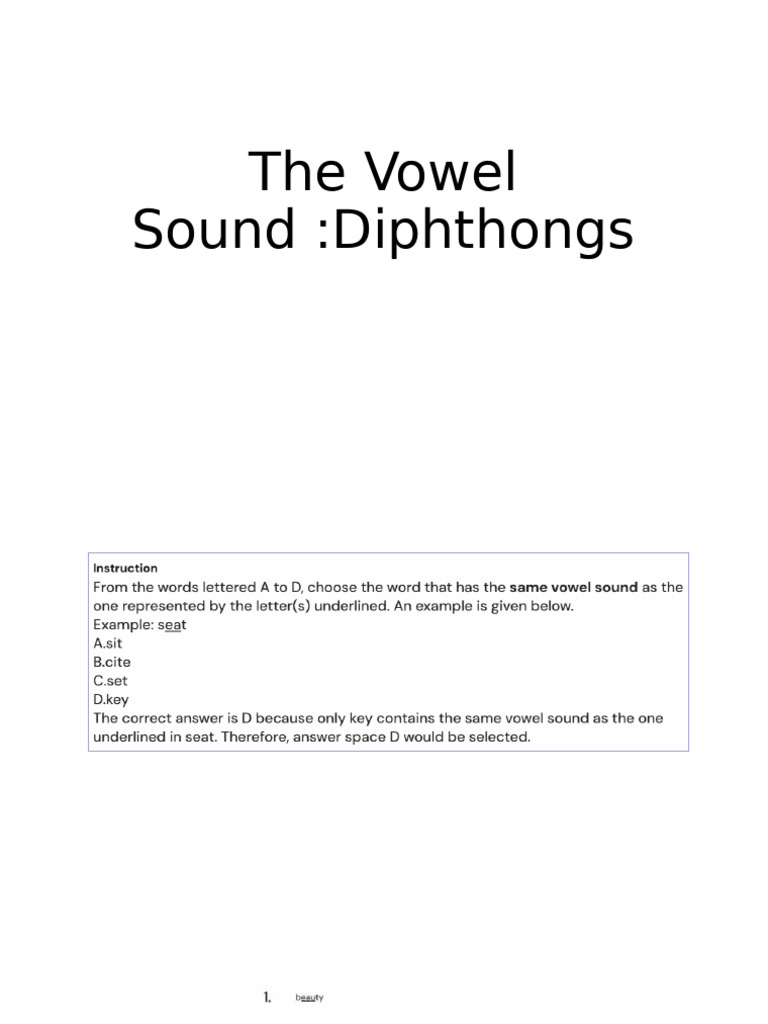 The Vowel Sound Questions and Answers Smthub - 084309 | PDF