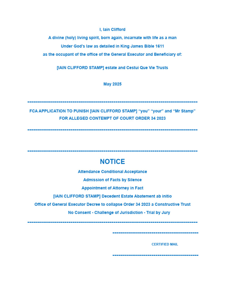 FCA Application For A Punishment Order Against (IAIN CLIFFORD STAMP) in ...