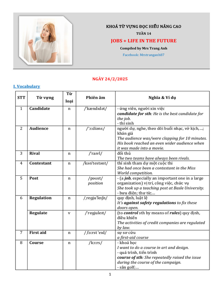 Jobs + Life in The Future: I. Vocabulary | PDF