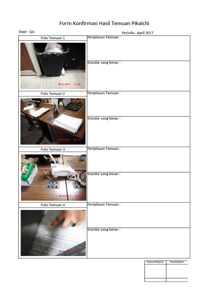 Form Konfirmasi Hasil Temuan Pikaichi | PDF