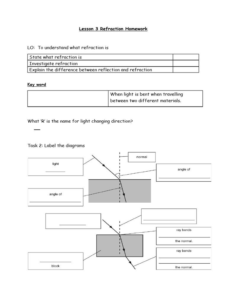 Lesson-3-Refraction - GBA - Homework | PDF