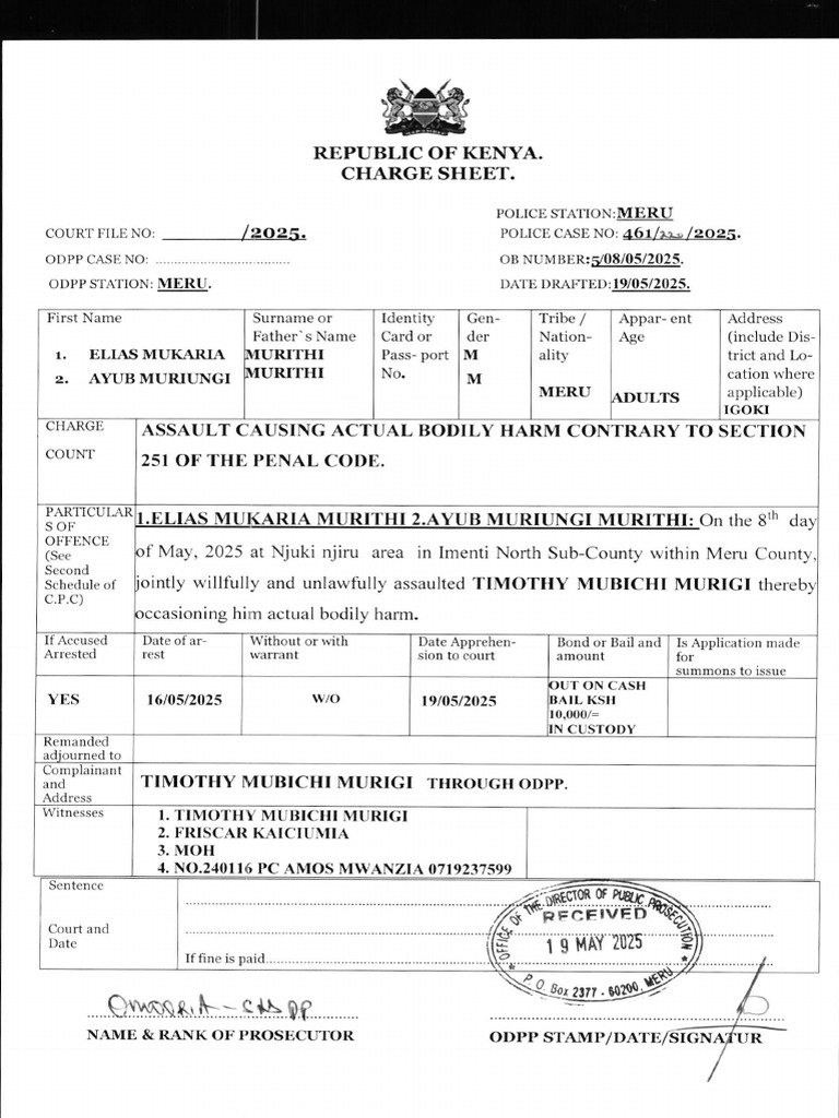 Elias Mukaria Murithi & Another | PDF | Violence | Crime & Violence