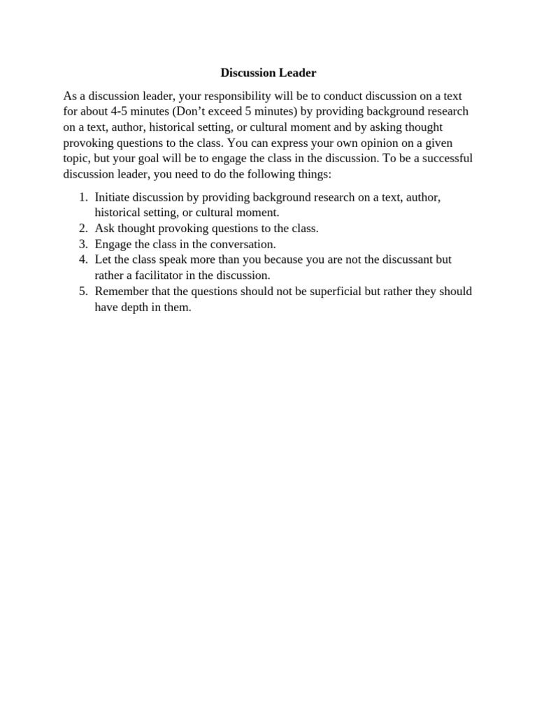 Discussion Leader | PDF