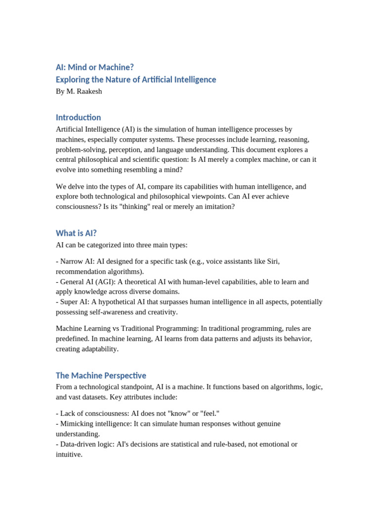 AI Mind or Machine Elaborated | PDF | Intelligence (AI) & Semantics ...