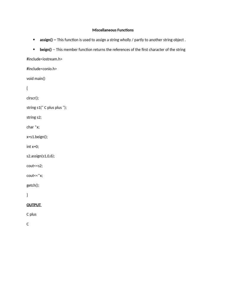 T9U5 Miscellaneous Functions | PDF