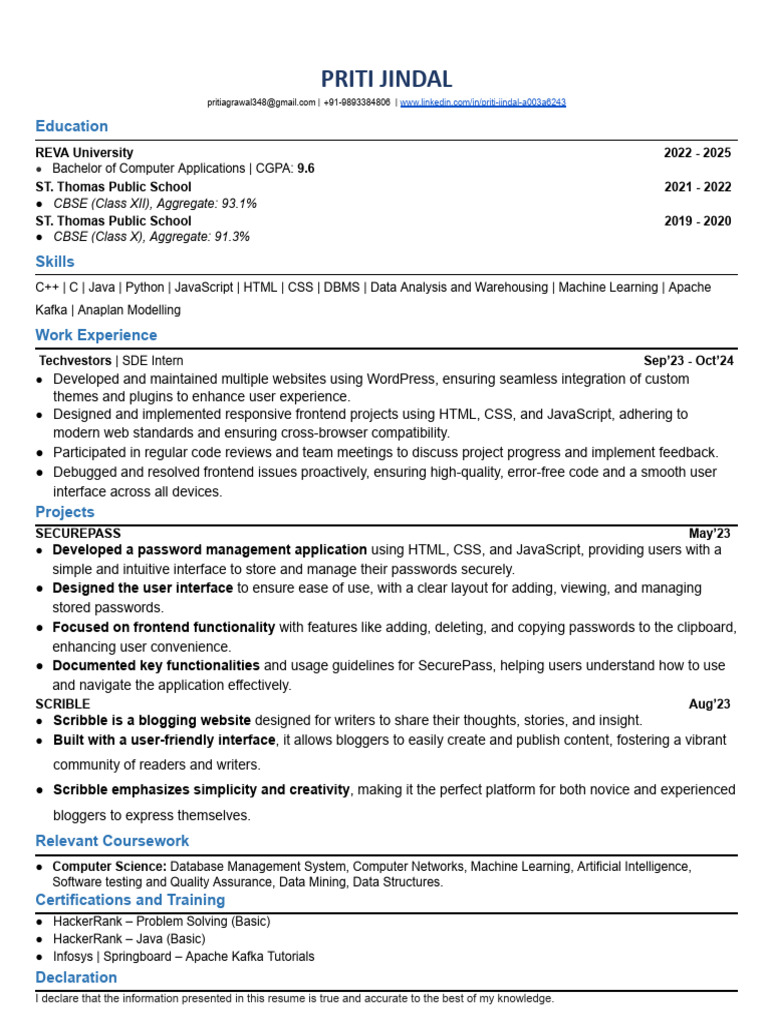 Priti Jindal's Resume and Skills Overview | PDF | Databases | Usability