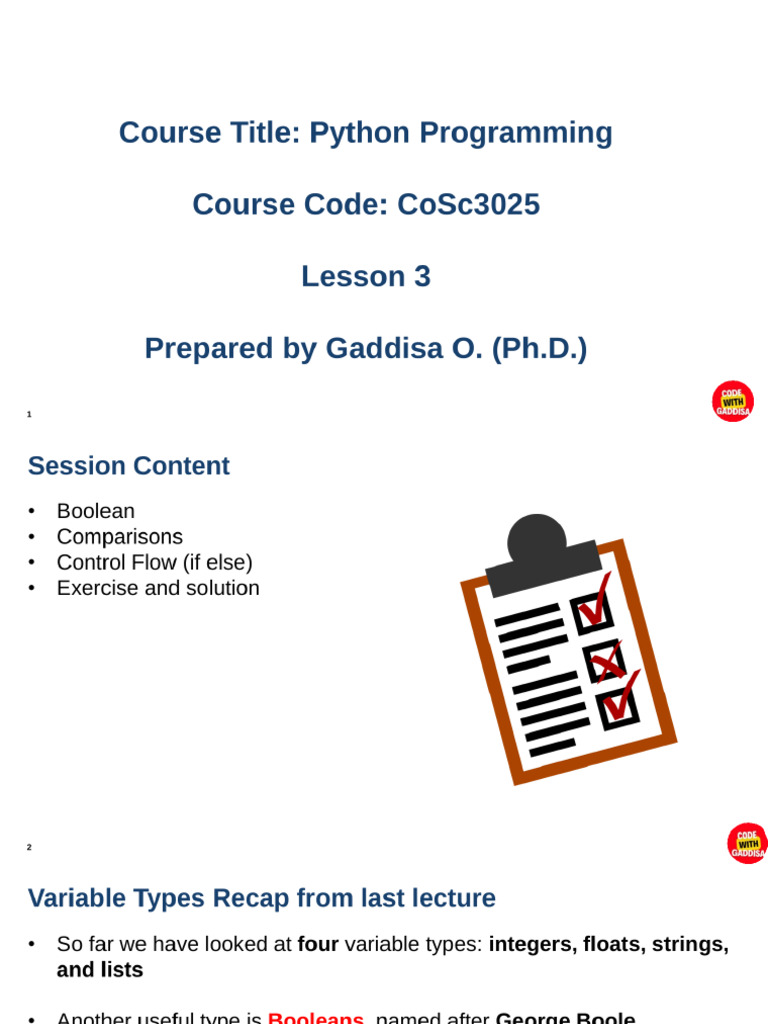 LESSON 3 Presentation Control Flow | PDF