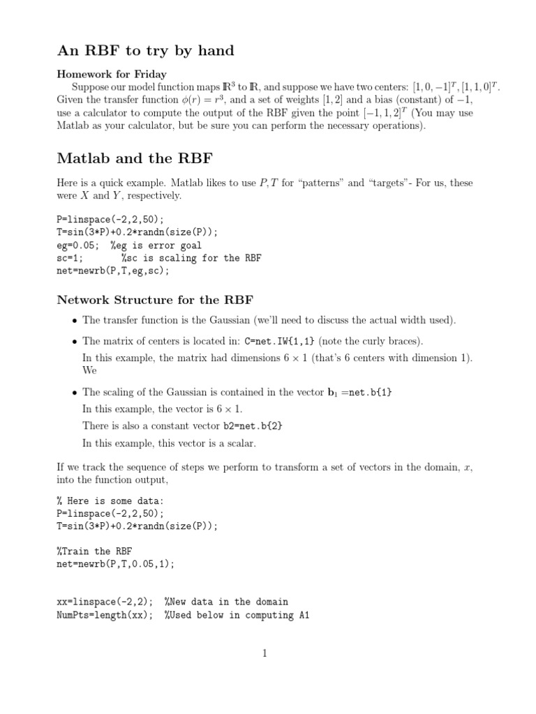 Matlab and RBF | PDF