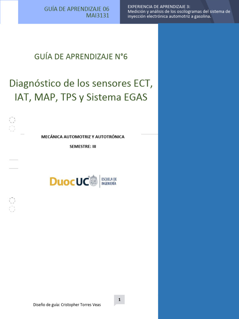 3 2 2 Guia 06 Diagnostico de Los Sensores ECT IAT MAP TPS y EGAS | PDF | Inyección de ...