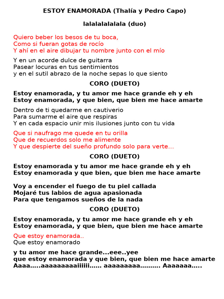 ESTOY ENAMORADA SOLO LETRA | PDF