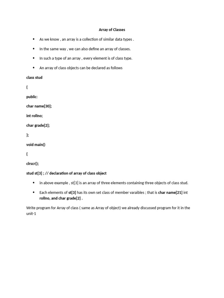 T7U4 Array of Class | PDF