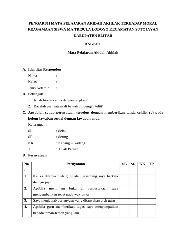 Fitri Sulistiani - Angket | PDF