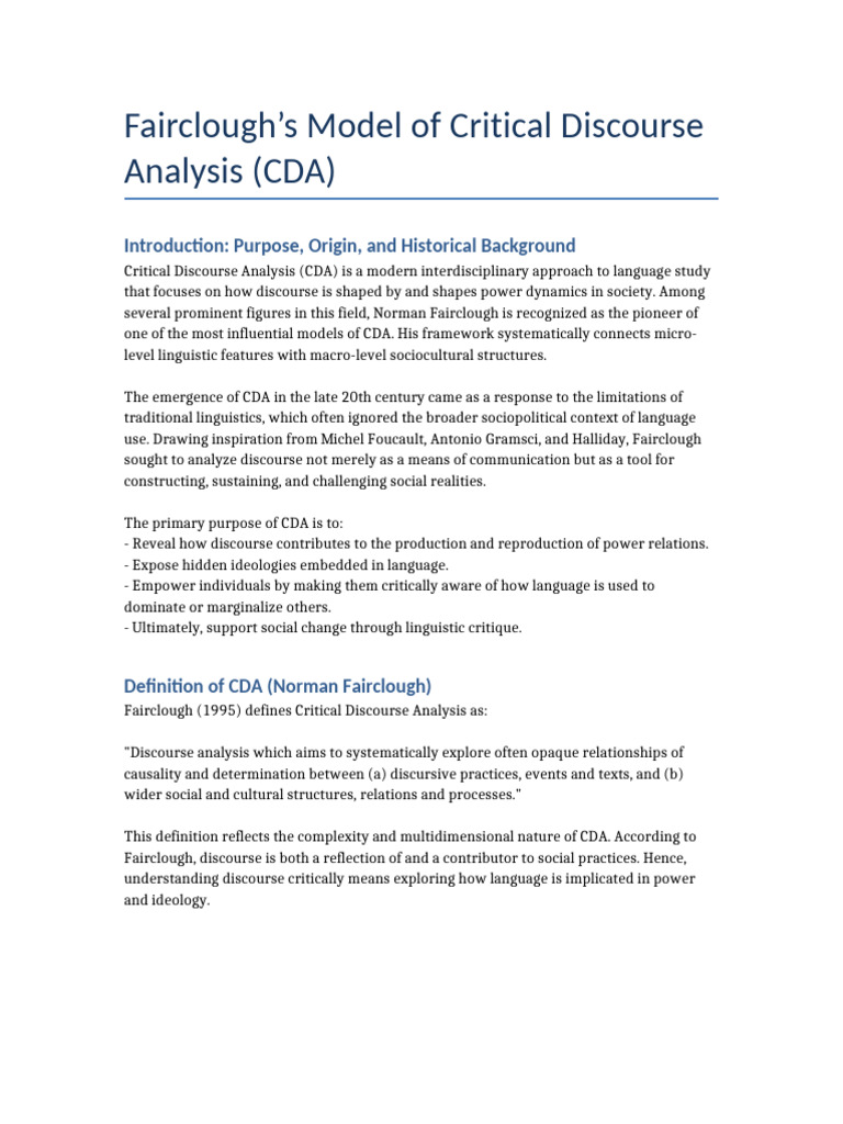 Fairclough CDA Model Explanation | PDF | Discourse | Liberal Arts Education