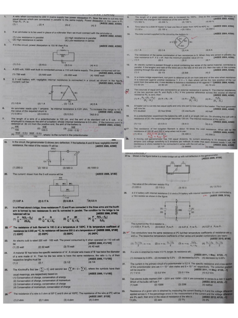 Current Electricity Test | PDF