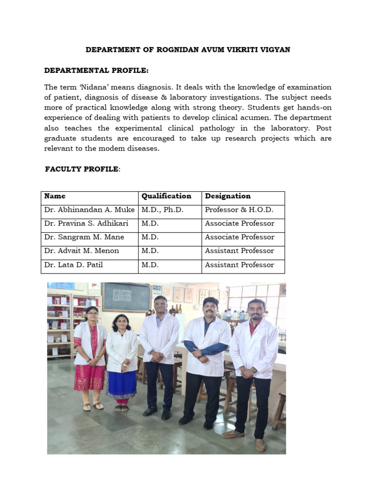 6 Department of Roga Nidana Evam Vikriti Vigyana 170821 | PDF ...