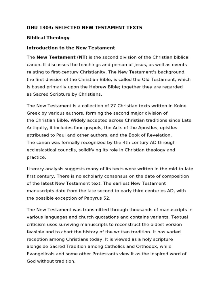 New Testament Notes Mku 6.3.2025 | PDF | New Testament | Gospel Of John