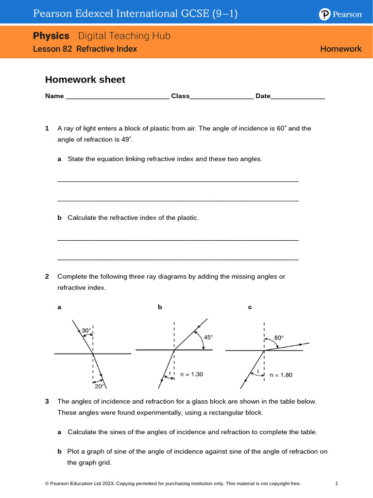 1723057964219-Ig - Physics - Lesson82 - Homework Sheet | PDF
