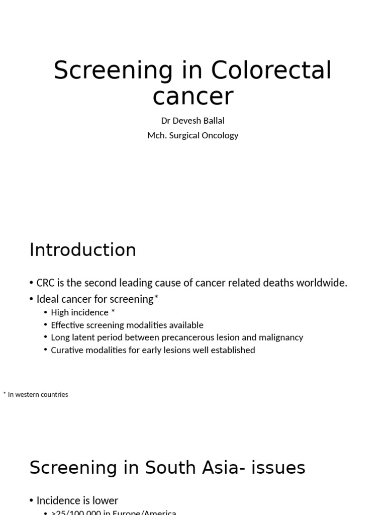 Dr. Devesh Ballal - Colorectal Cancer Screening | PDF | Colonoscopy ...