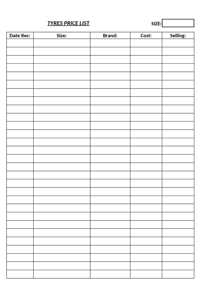Tyre Stock List | PDF