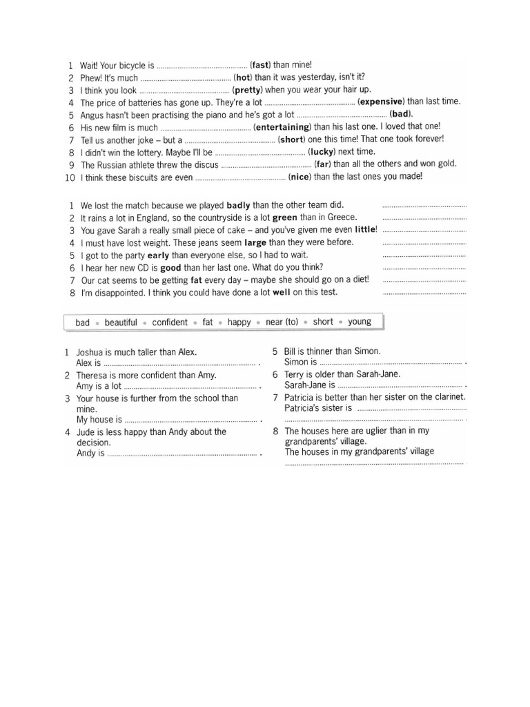 Comparison of Adjectives B1 | PDF