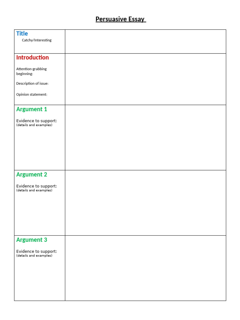 Persuasive Essay Format | PDF
