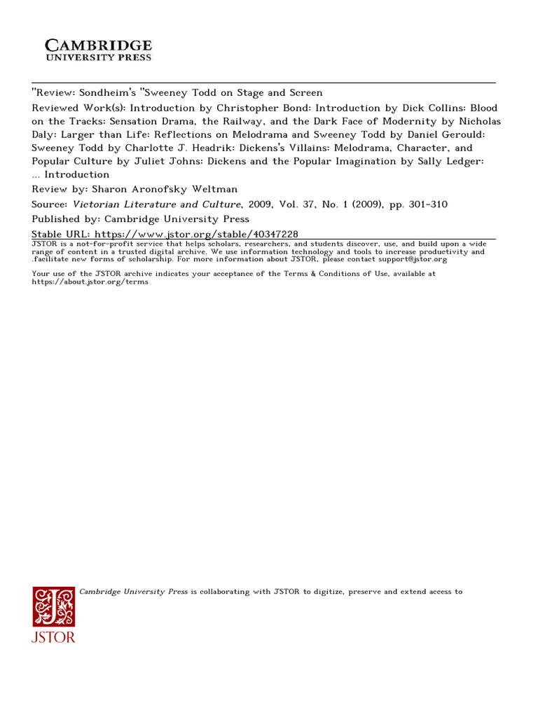 Weltman SondheimsSweeneyTodd 2009 | PDF