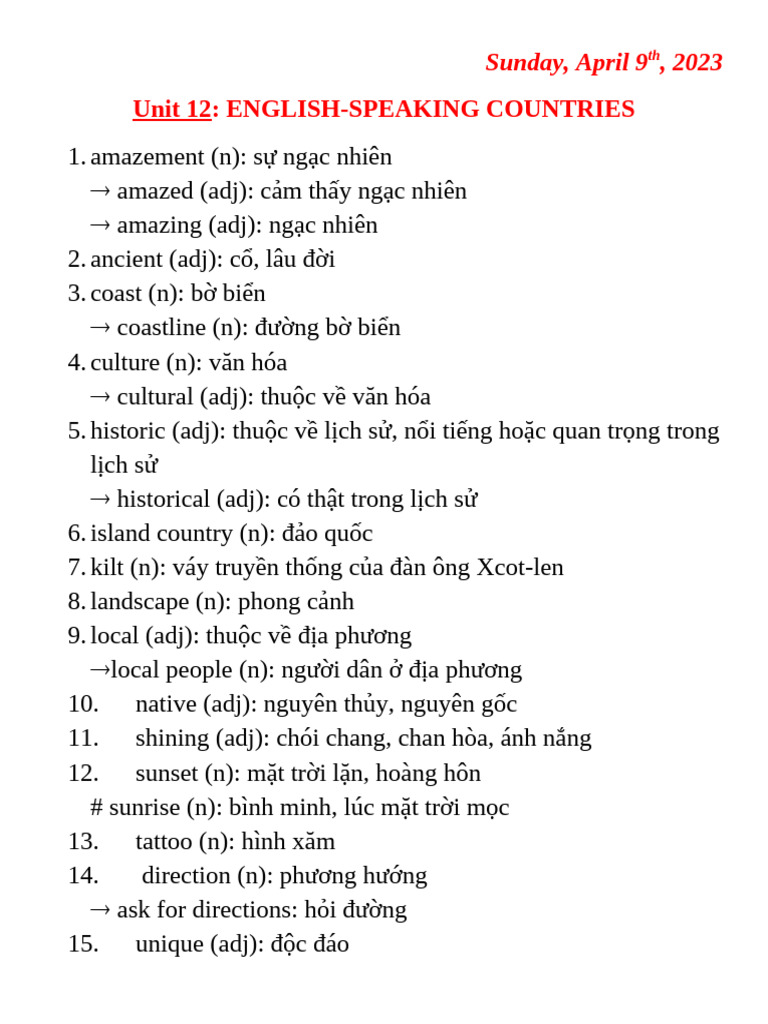 Voc. Unit 12 - E7 | PDF