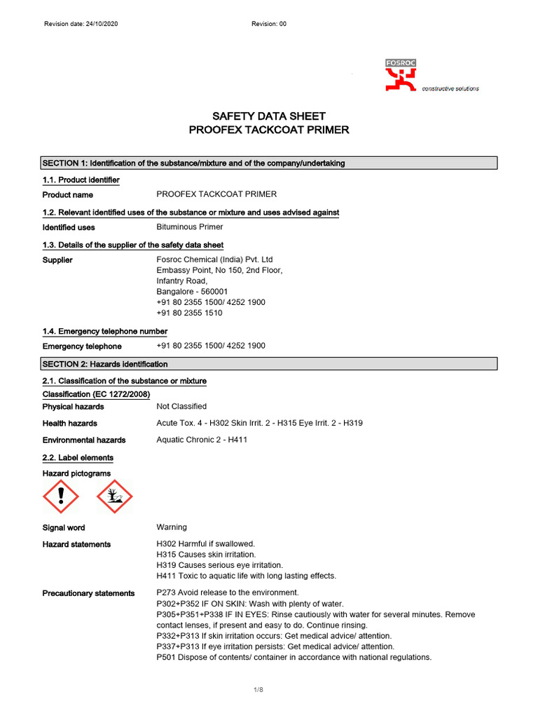 MSDS Proofex Tackcoat Primer BFL2 | PDF | Personal Protective Equipment ...