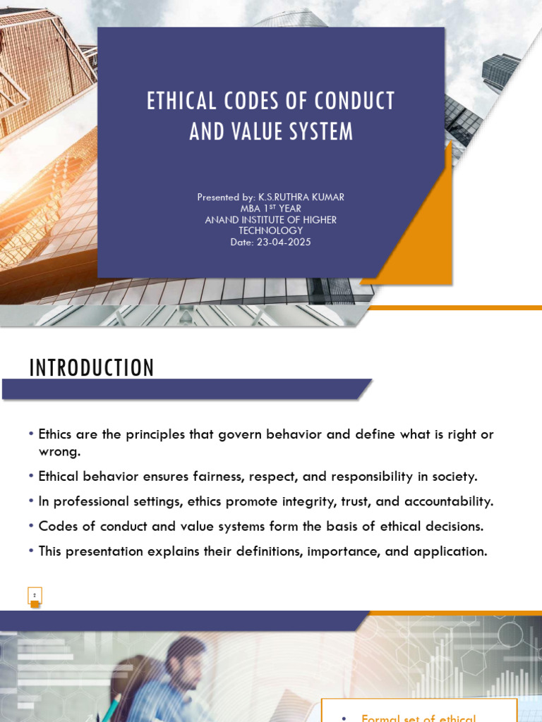 Ethical Codes of Conduct and Value System (1) | PDF | Integrity | Morality