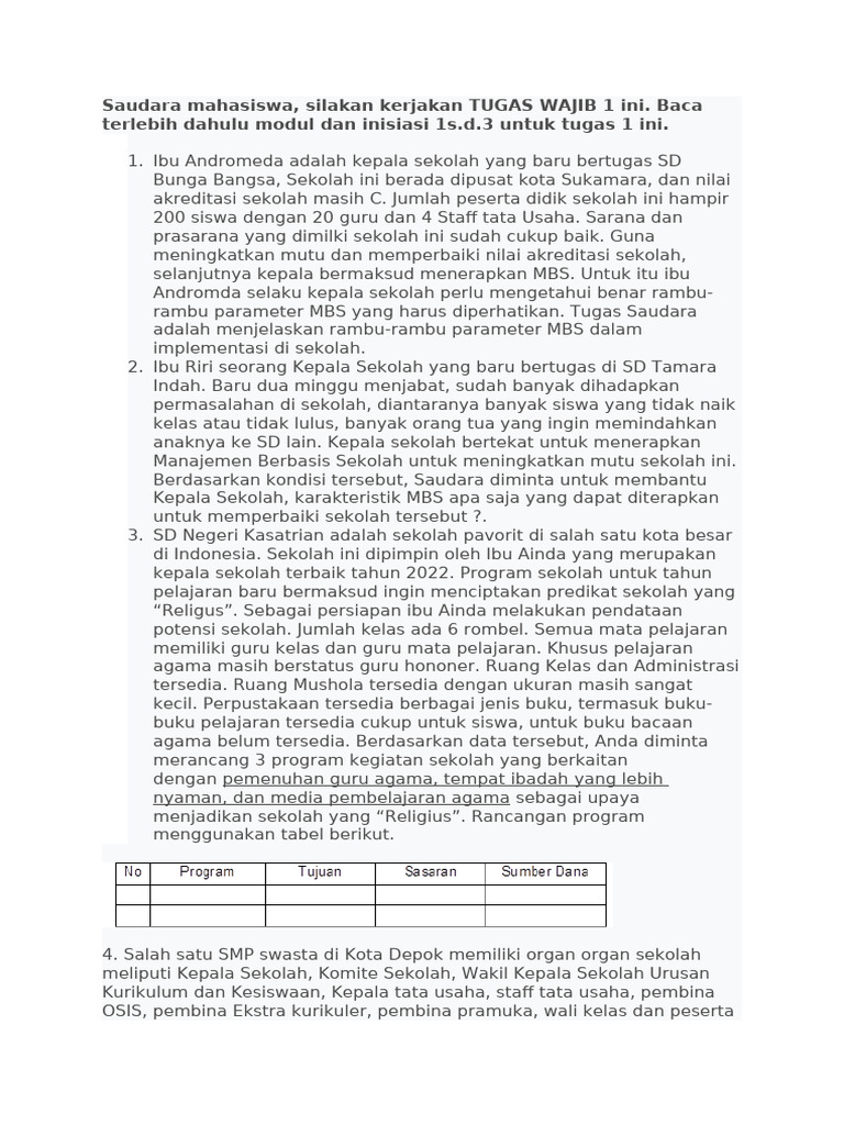 Manajemen berbasis sekolah TT1 | PDF