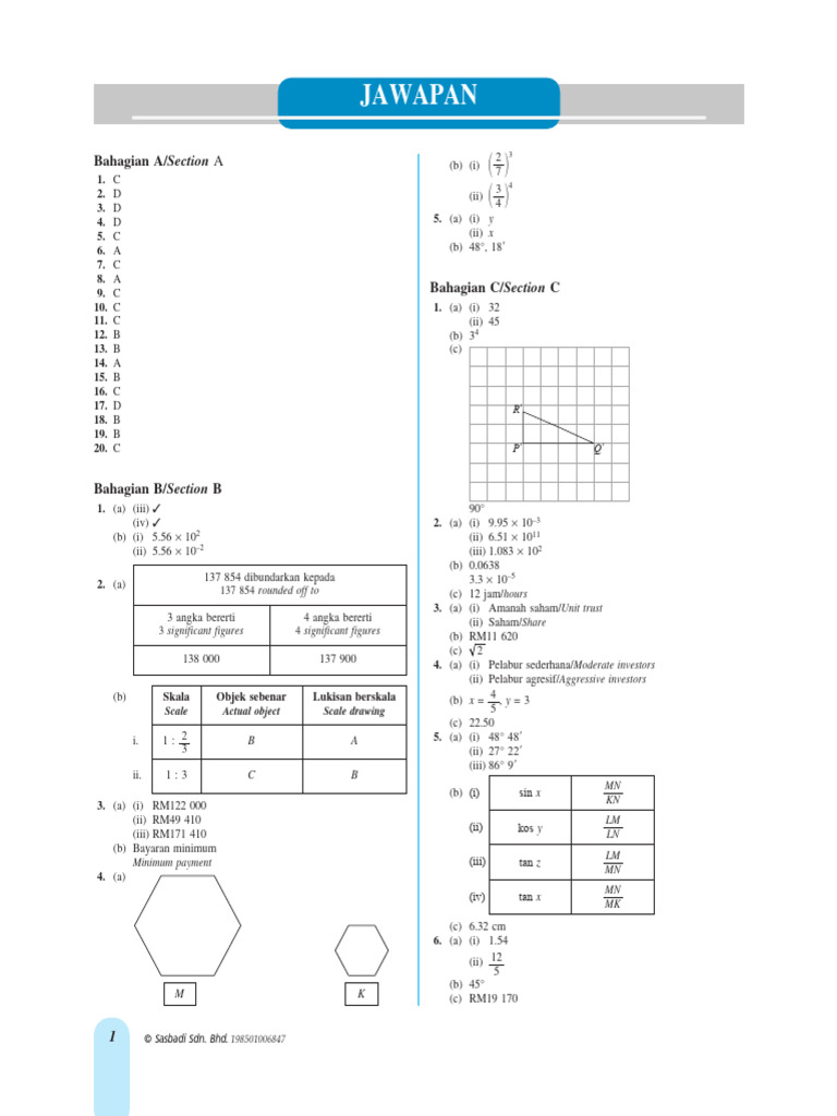 Jawapan Math pt3 | PDF