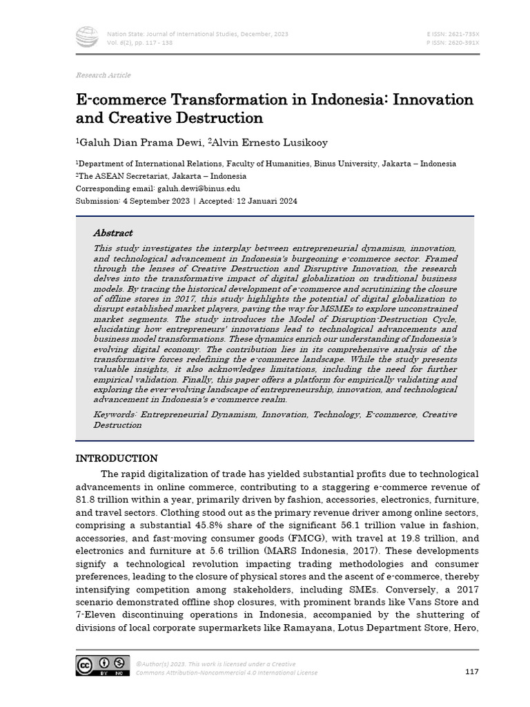 E-Commerce Transformation in Indonesia Innovation | PDF | Entrepreneurship | Innovation