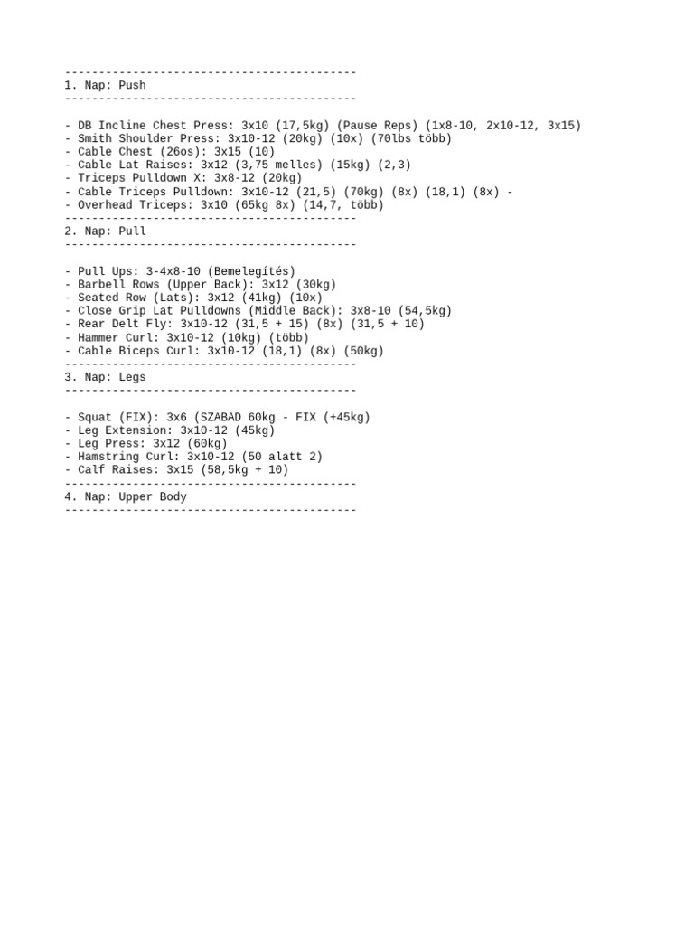 PPL + Upper Body | PDF