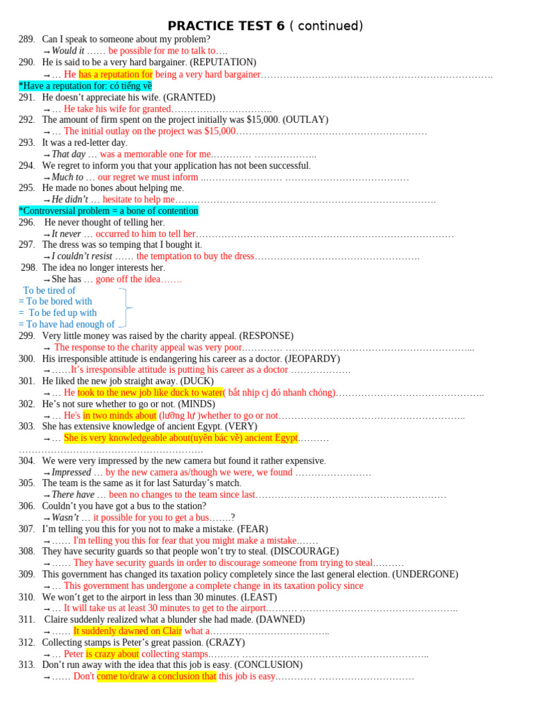 Sentence Transformation 6 | PDF