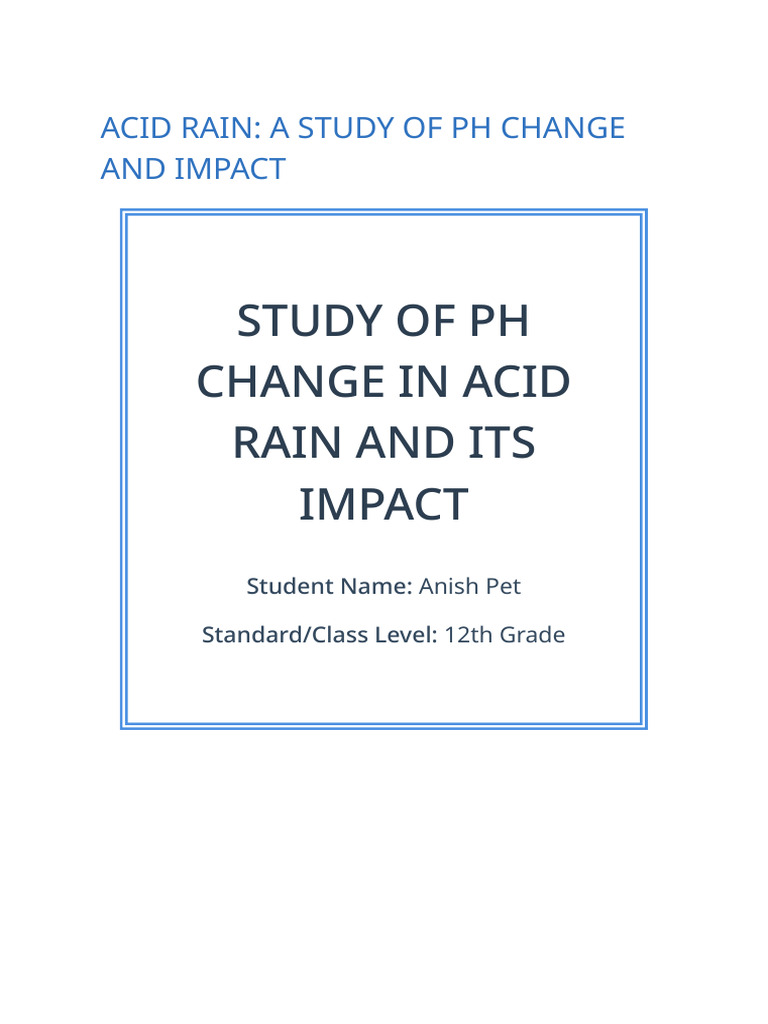 pH Levels Indicating Acid Rain | PDF | Air Pollution | N Ox