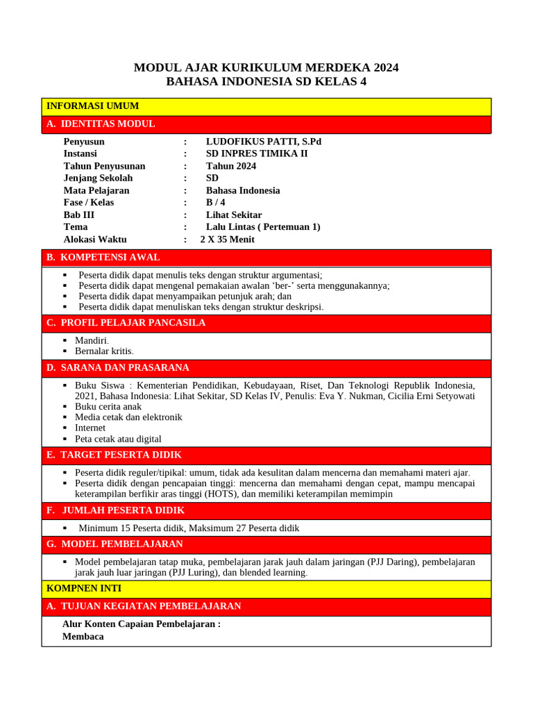 Modul Ajar Bindo Bab 3 | PDF