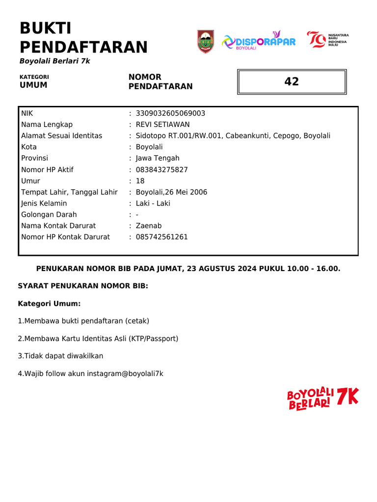 Cetak Bukti Pendaftaran | PDF