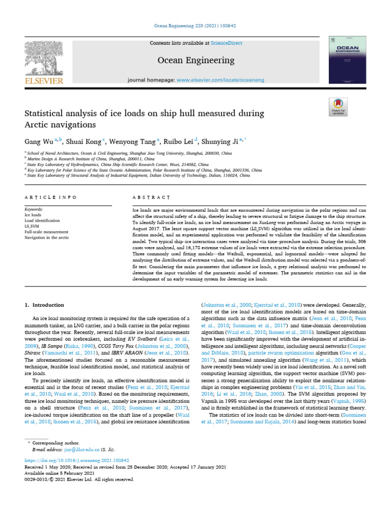 Statistical Analysis of Ice Loads On Ship Hull Measured During Arctic ...