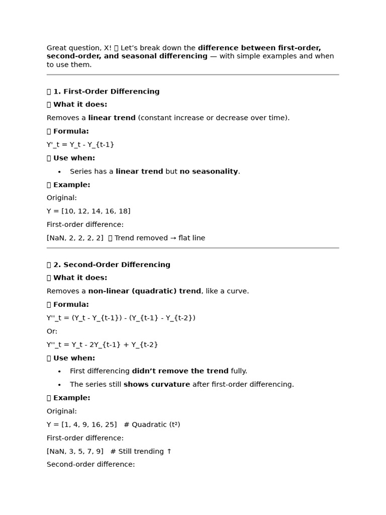 1st order 2nd order seasonal differencing | PDF | Autoregressive ...